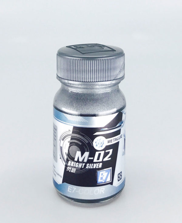 E7 Paints E7M02 M-02 Bright Silver 20ml | Rhypla Builds
